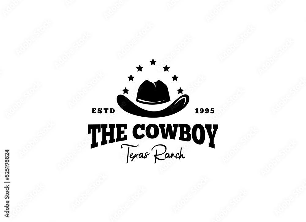 The Cowboy logo in vintage style. Hat cowboy logo vector. Stock Vector ...