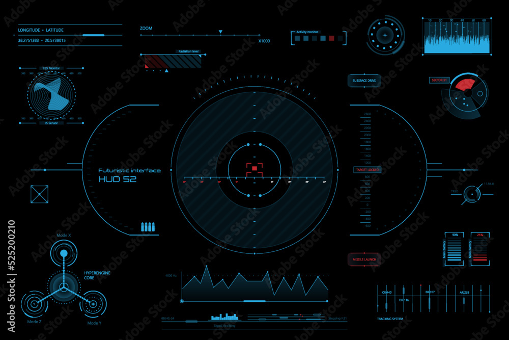 Flat hud for concept design. Lcd tv monitor isolated, vector ...