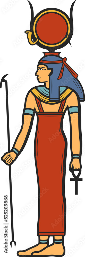 Egyptian goddess Hathor with scepter and crown Stock Illustration ...