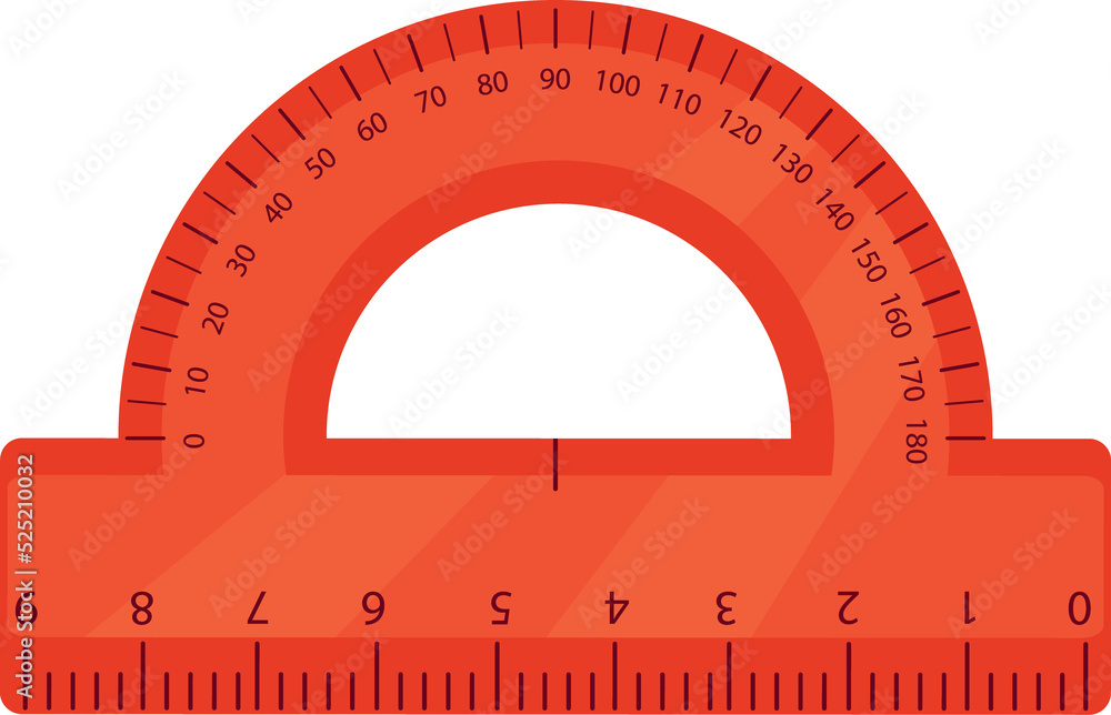 Geometric measuring tool isolated protractor ruler Stock Illustration ...