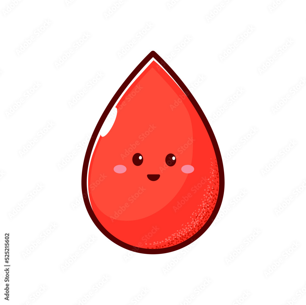 Cute happy smiling blood drop isolated funny cartoon character. Vector ...