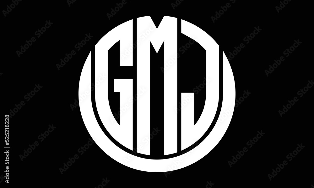GMJ shield in circle logo design vector template. letter mark, wordmark ...