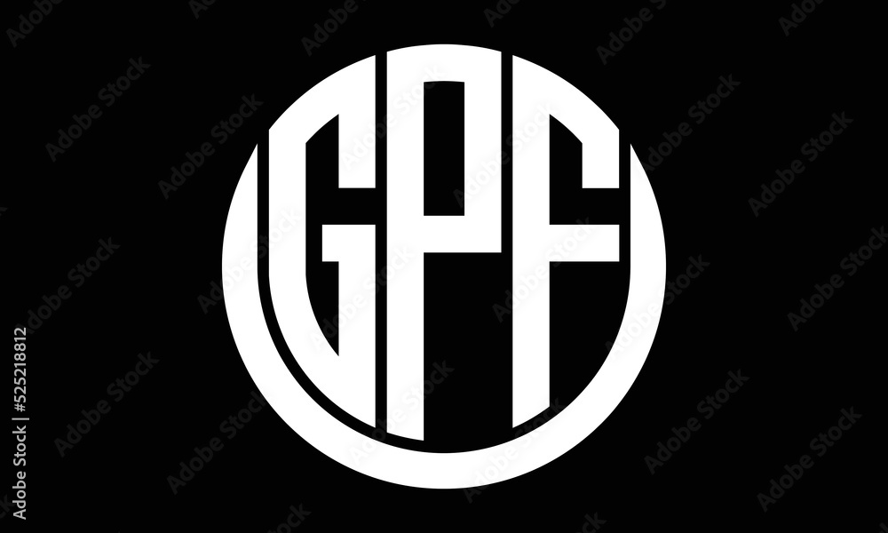 Vecteur Stock GPF shield in circle logo design vector template. letter ...