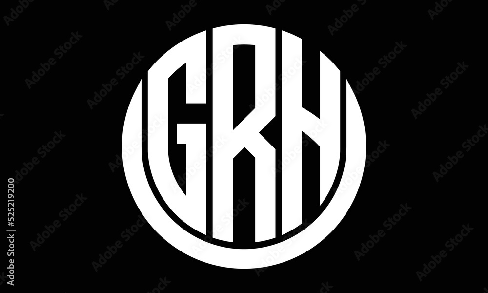 GRH shield in circle logo design vector template. letter mark, wordmark, monogram symbol on ...