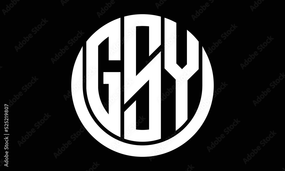 GSY shield in circle logo design vector template. letter mark, wordmark ...