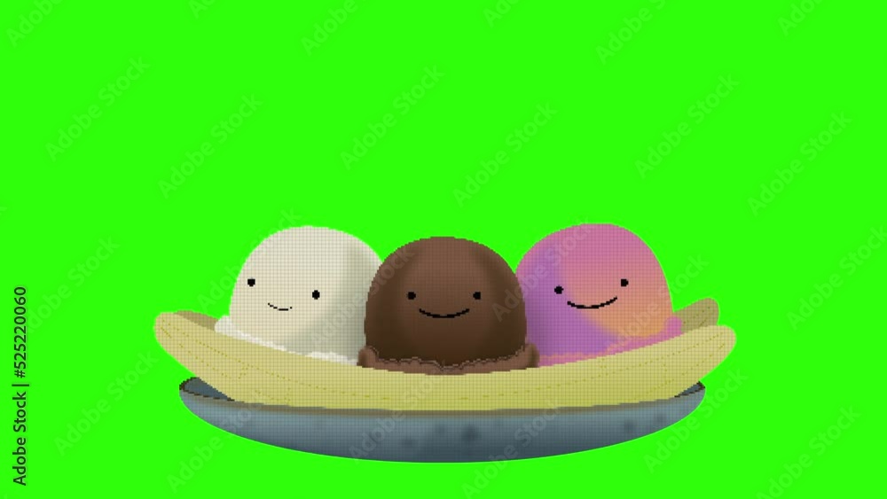 Video Stock GREEN SCREEN ANIMATION BANANA SPLIT SUNDAE PIXEL STYLE ...