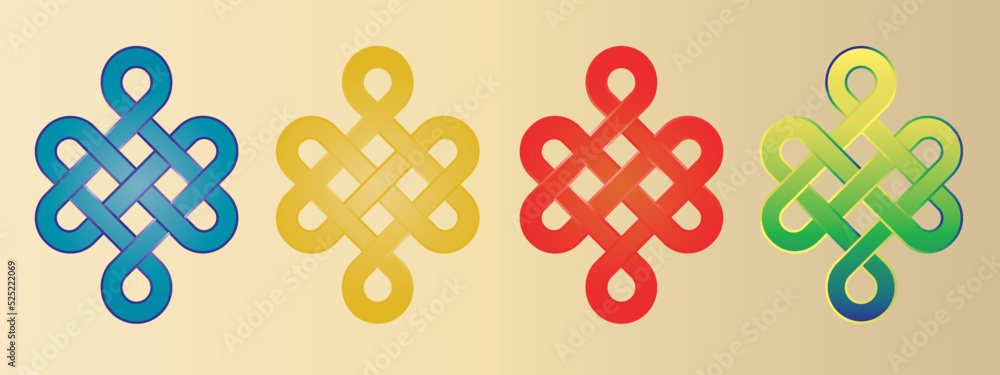 Buryat Mongolian traditional ornament Eternal knot vector illustration ...