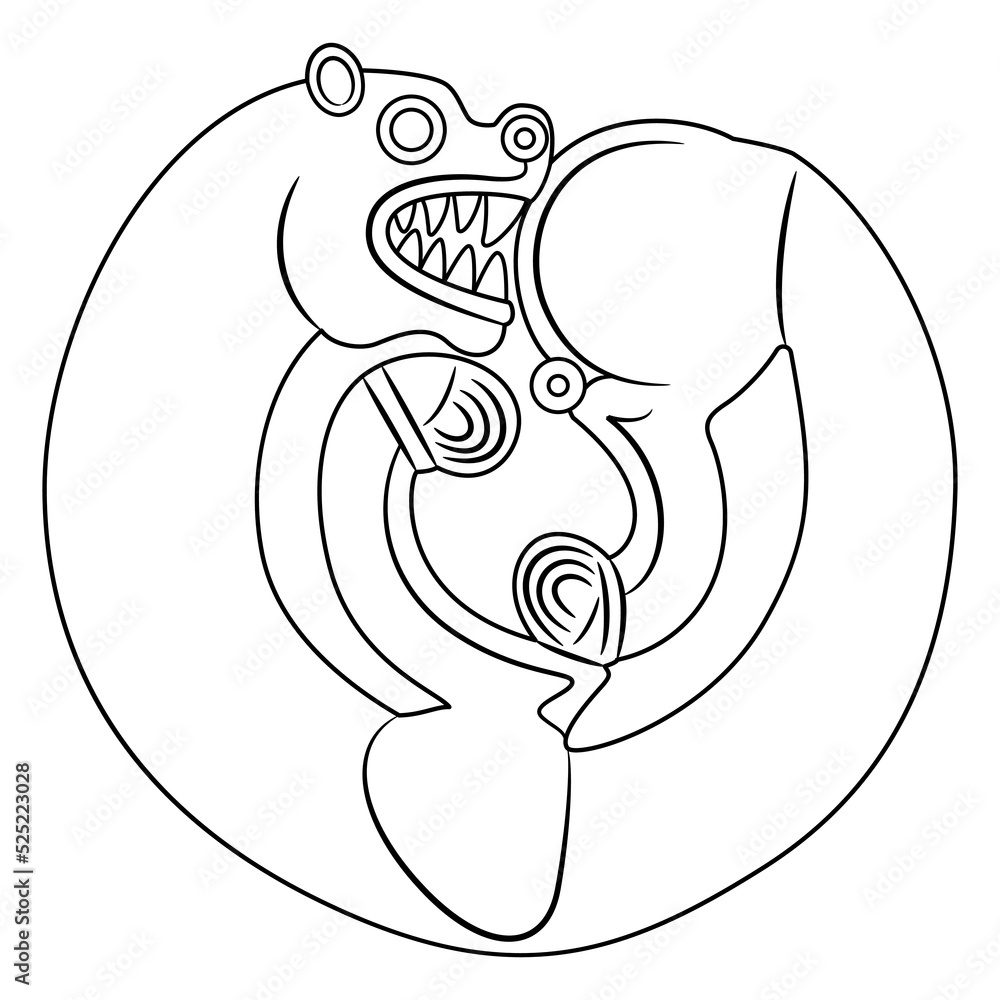 Plakat Stylized panther. Round animal design. Scythian style. Maykop ...