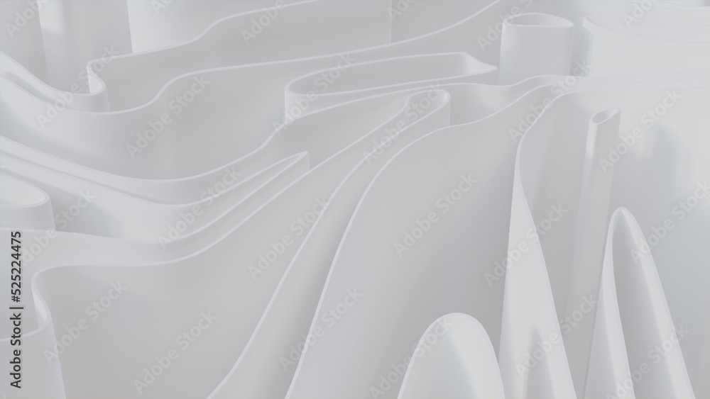 Abstract wallpaper formed from White 3D Waves. Light 3D Render. Stock ...