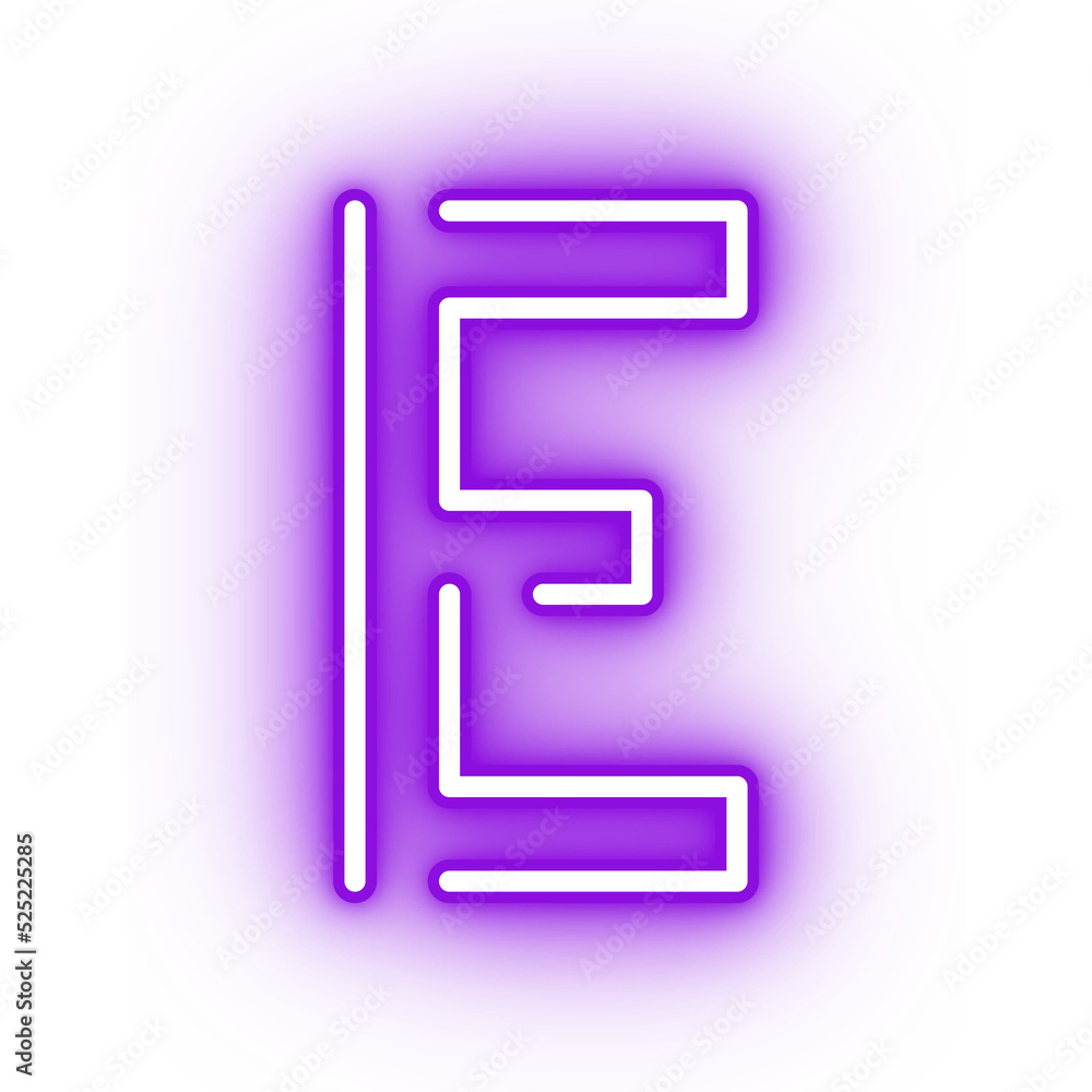 Neon alphabet E icon, glowing icon, glowing alphabet icon, glowing E ...