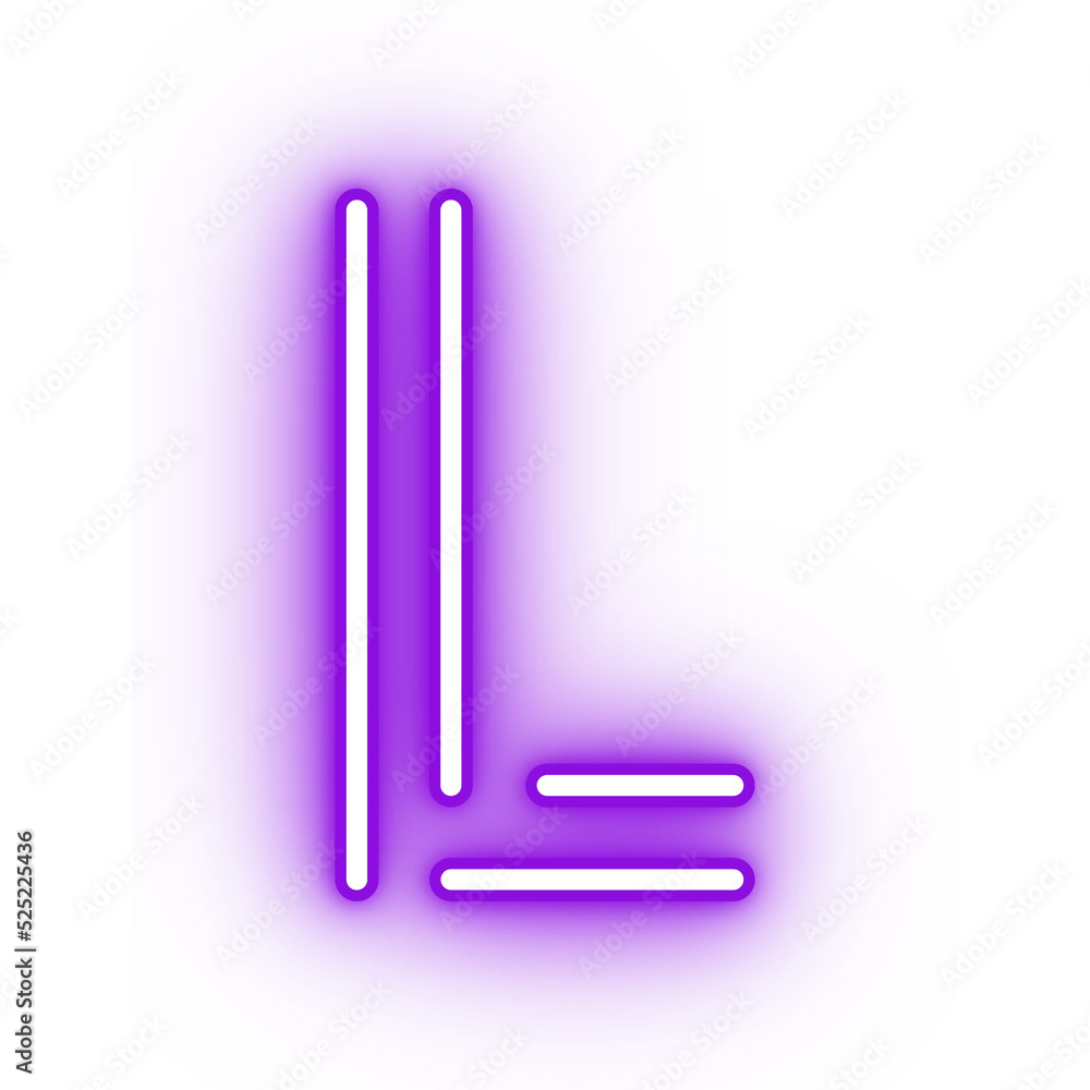 Neon alphabet L icon, glowing icon, glowing alphabet icon, glowing L ...