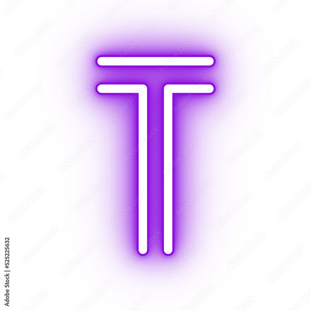 Neon alphabet T icon, glowing icon, glowing alphabet icon, glowing T ...