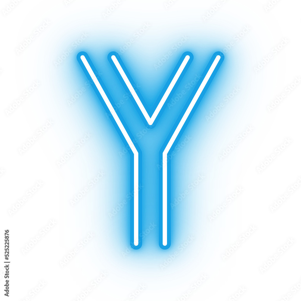 Neon alphabet Y icon, glowing icon, glowing alphabet icon, glowing Y ...
