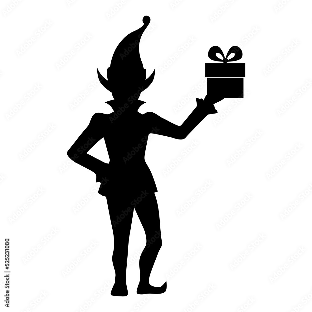 Christmas elf silhouette Stock Vector | Adobe Stock