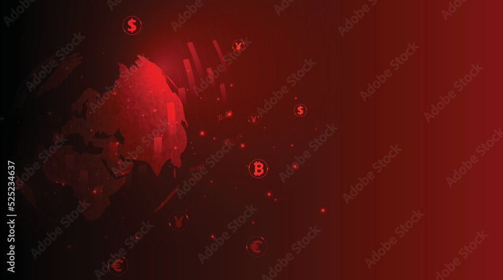 Global economic and Financial crisis graphic concept.Decreasing graph ...