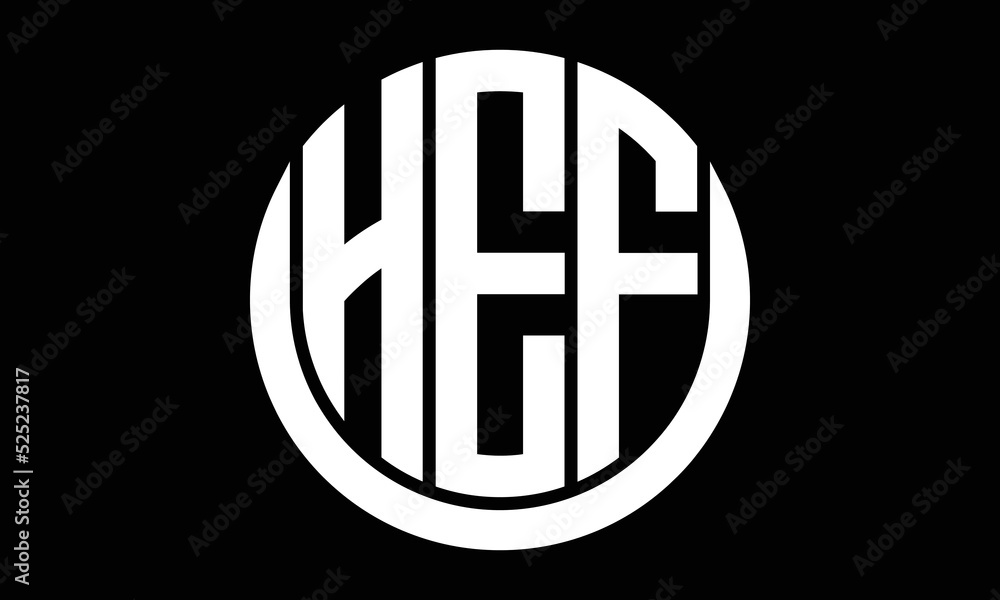 HEF shield in circle logo design vector template. letter mark, wordmark ...