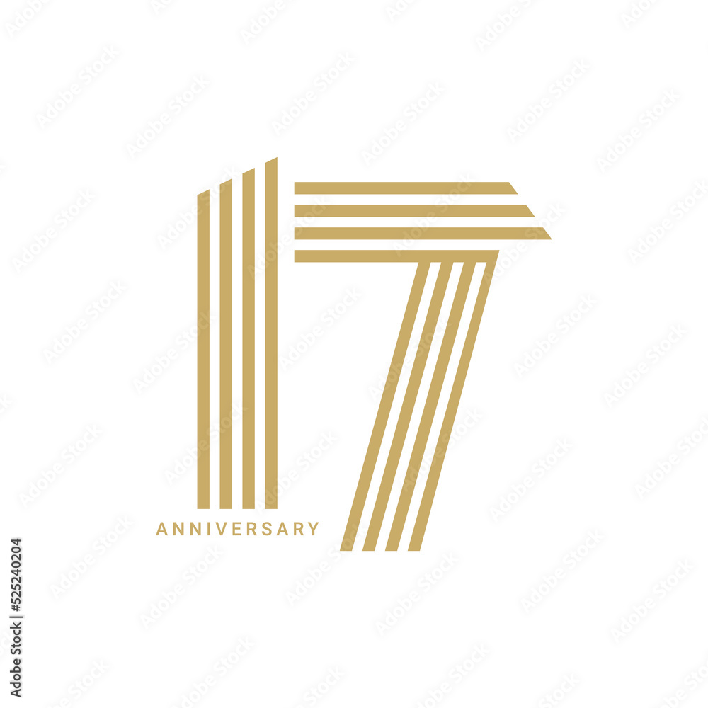 17th, 17 Years Anniversary Logo, Color, Vector Template Design element ...