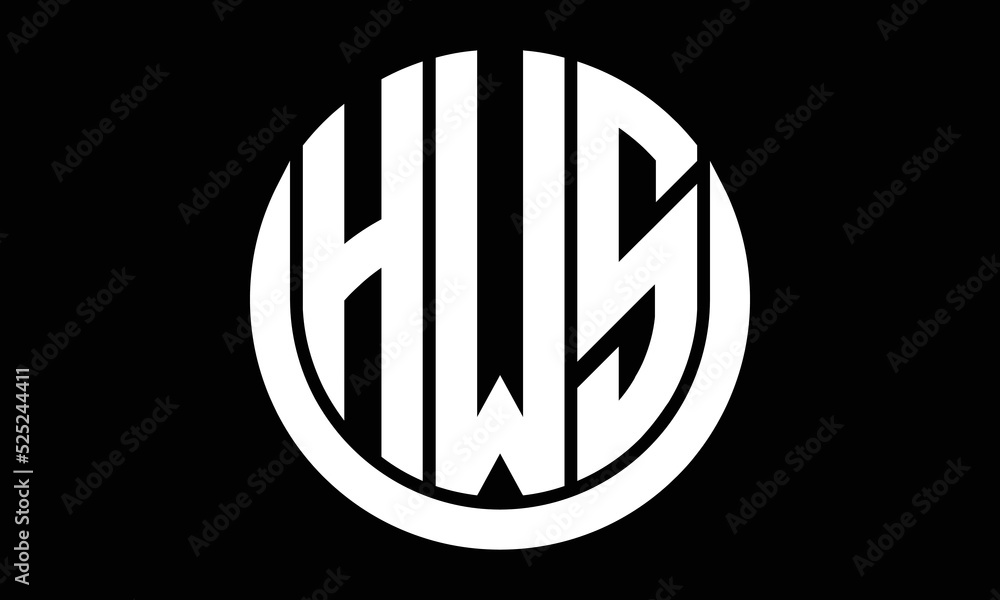 HWS shield in circle logo design vector template. letter mark, wordmark ...
