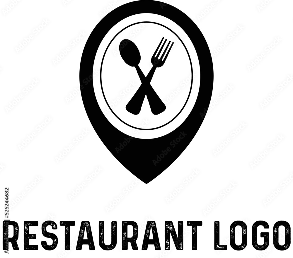 Restaurant Logo with location symbol! Stock Vector | Adobe Stock