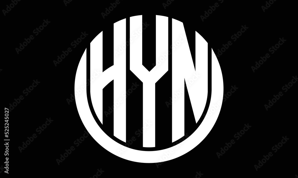 HYN shield in circle logo design vector template. letter mark, wordmark ...
