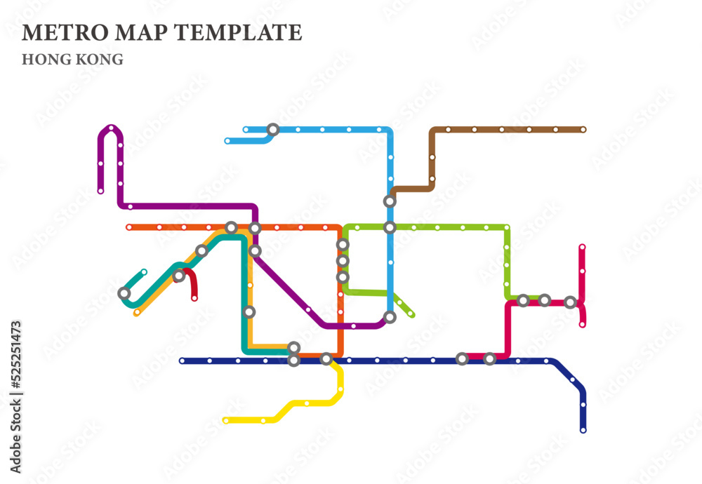 Metro/subway map design template, city transportation -Hong Kong, china ...