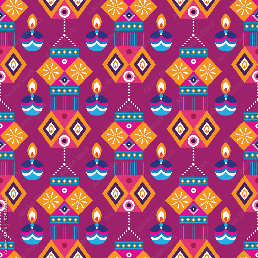 Traditional Indian festival Diwali seamless pattern Happy Festival of ...