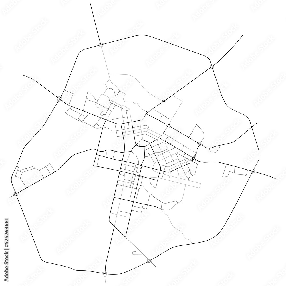 Nur-Sultan (Astana, Kazakhstan) city with highways, major and minor ...