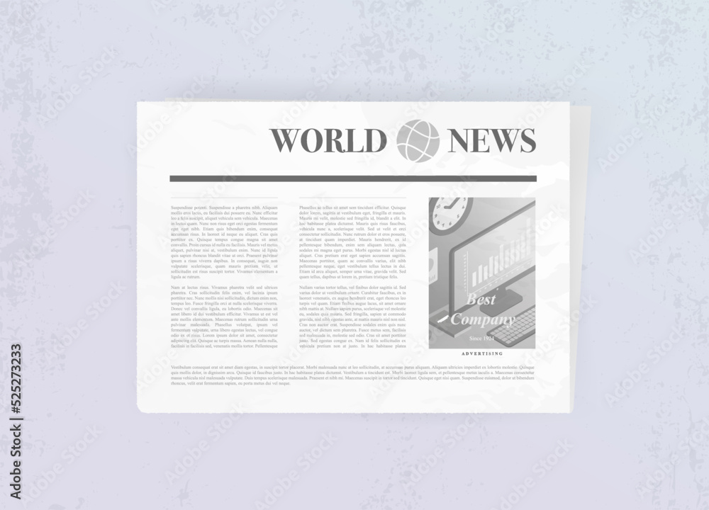 Realistic Newspaper vector illustration mockup concept. Weekly or daily ...