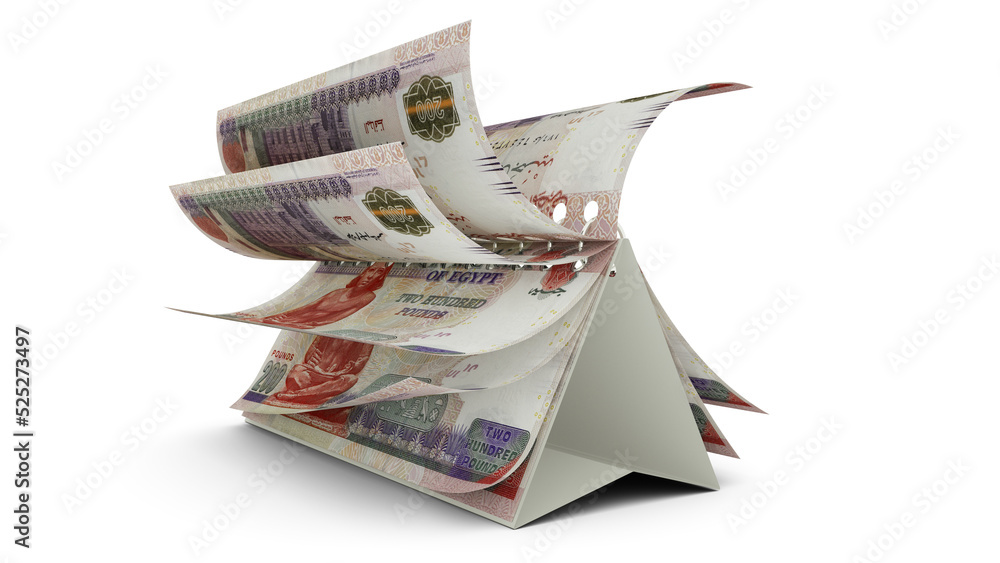 Calendar made of Egyptian pound notes isolated on white background ...