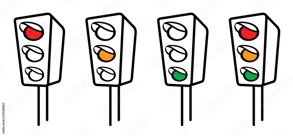 Stoplight. Cartoon, comic street traffic light. Drawing traffic lights ...