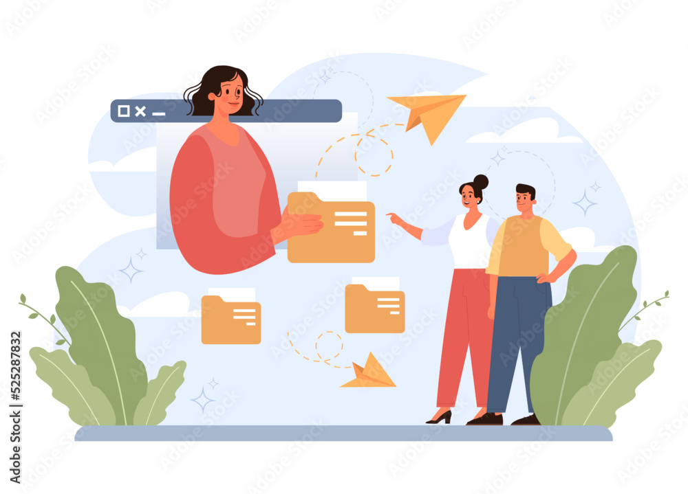 Advice concept. Character or employee giving or taking a piece of ...