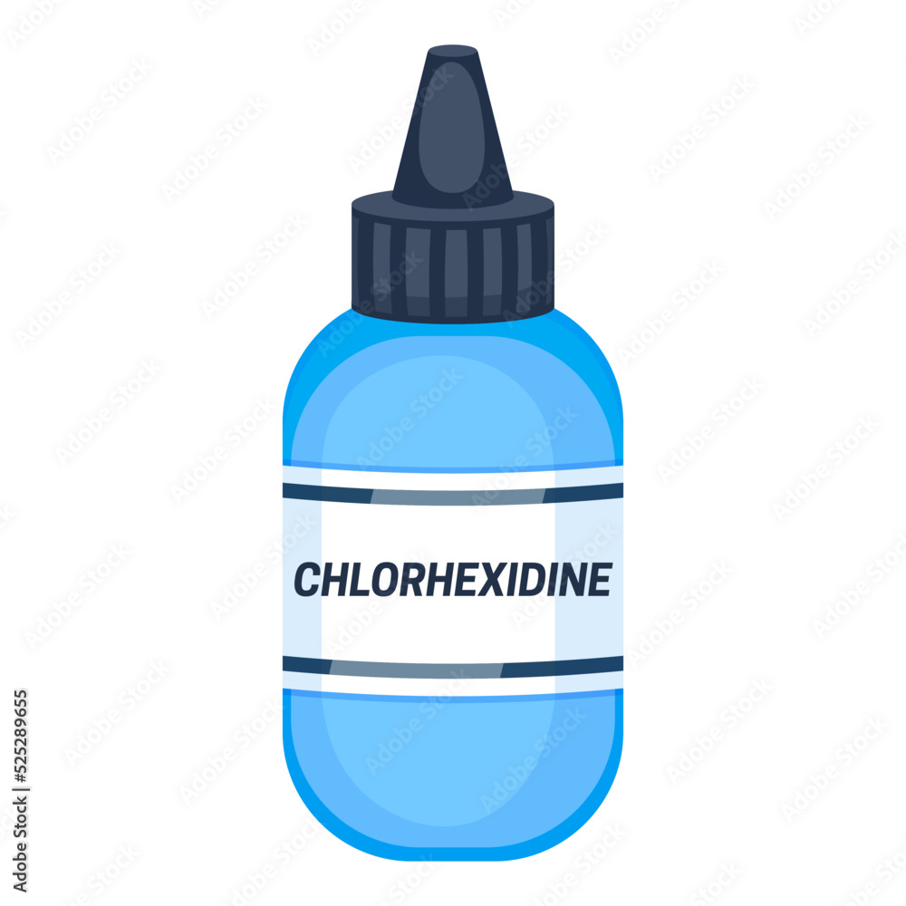 Chlorhexidine in blue plastic bottle cartoon vector illustration ...