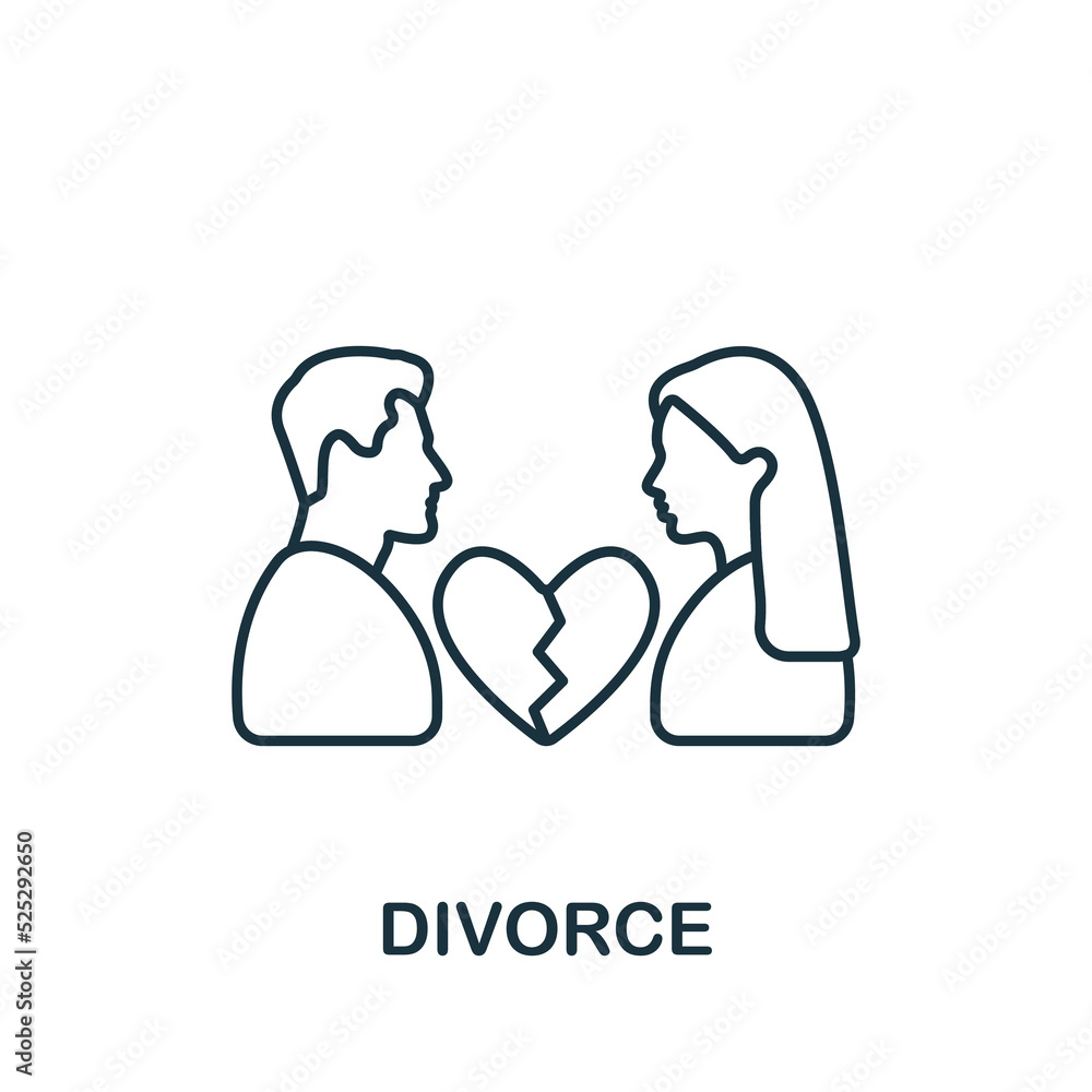 Divorce icon. Line simple Psychology icon for templates, web design and ...