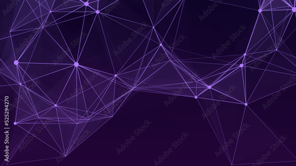 Network connection structure. Abstract blue background with moving dots and lines. Futuristic ...