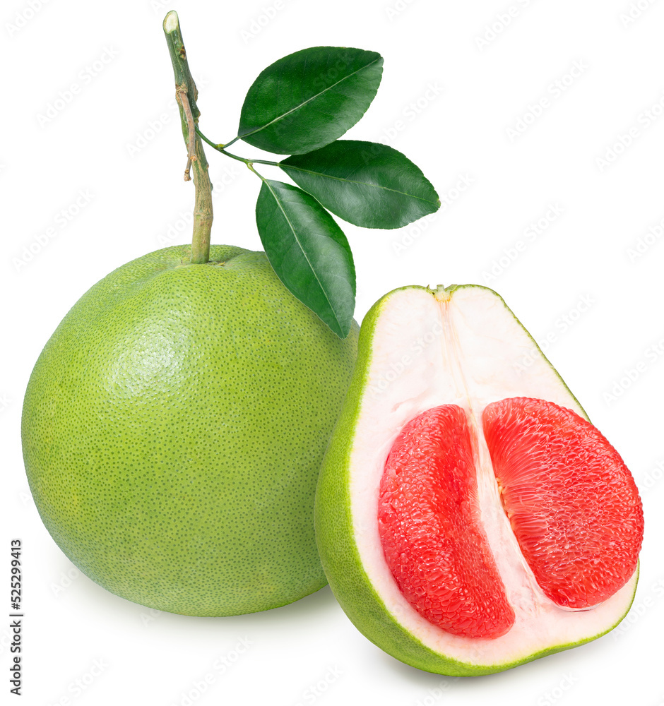 Red Pomelo isolated on white background, Fresh Red Pomelo citrus fruit ...