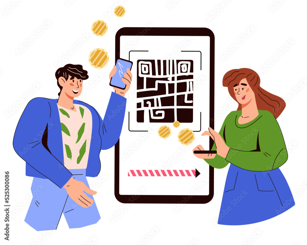 QR code scan technology for online payment and transaction concept ...