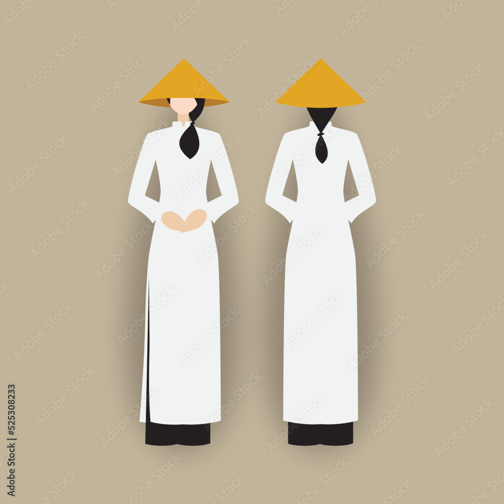 Ao dai - Vietnamese Woman Wearing Traditional Costume Stock Vector ...