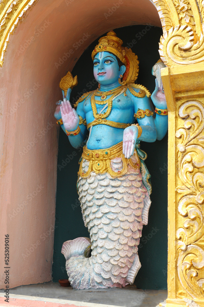 Matsya, Vishnu avatar in Hindu Dvaraka Tirumala temple. India. Stock ...