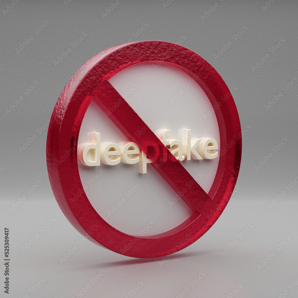 Beautiful abstract illustration deepfake Forbidden, prohibiting sign ...