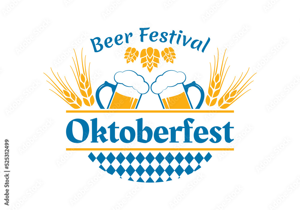 Oktoberfest label, logo or badge design. Beer emblem set. Bavaria ...