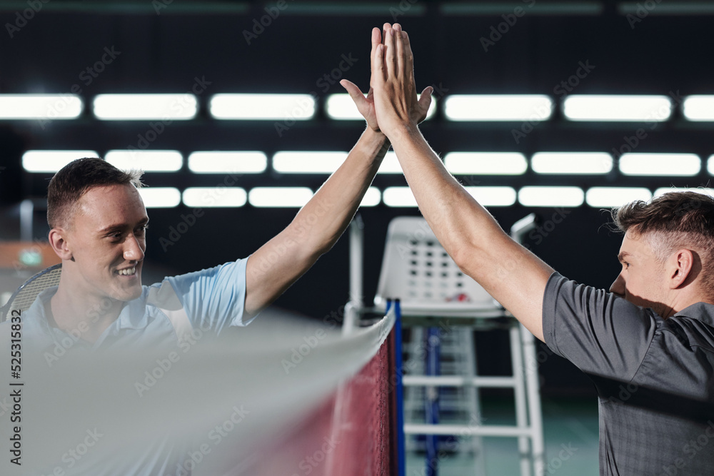 Badminton Players Giving High Five Stock Photo | Adobe Stock