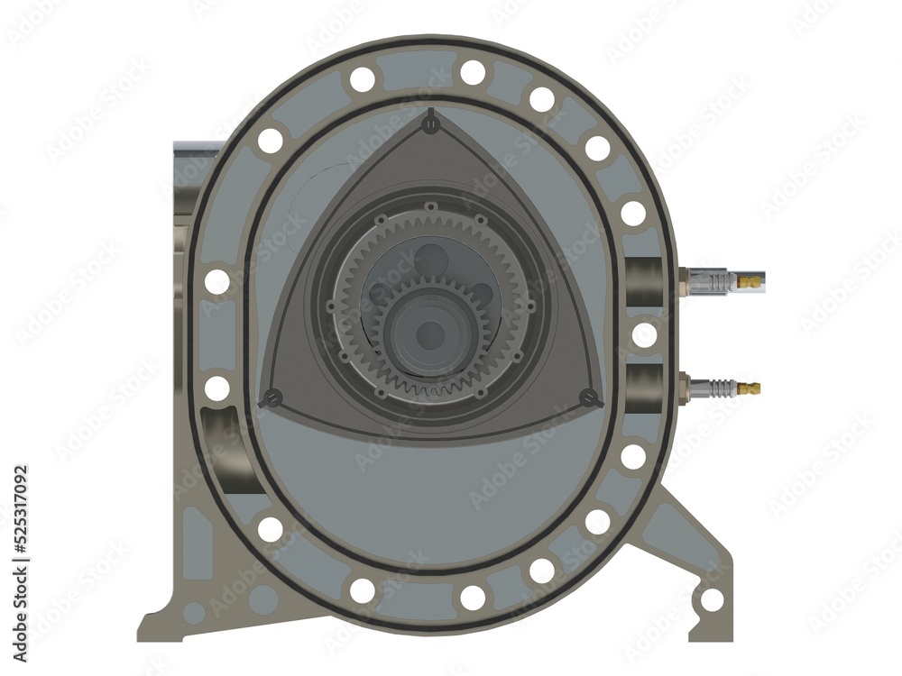Rotary Wankel engine assembly 3D rendering isolated on white background ...
