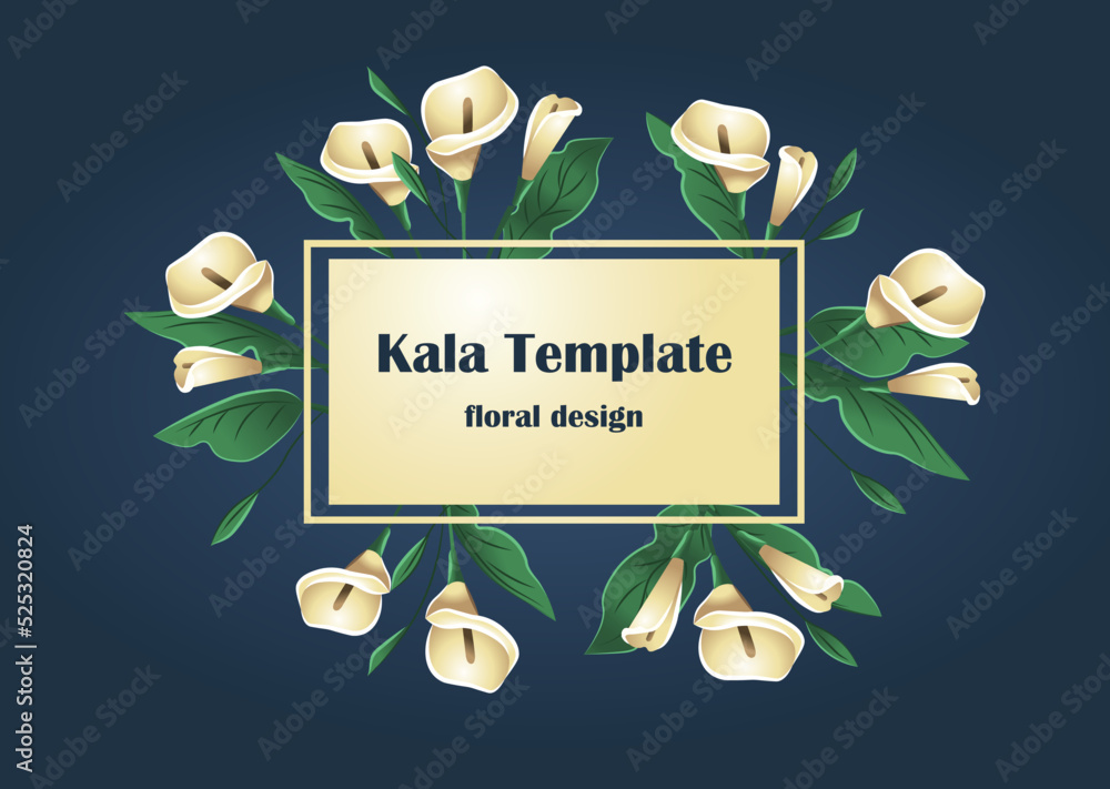 Kala flower card template. Floral layout for a card, invitation or ...
