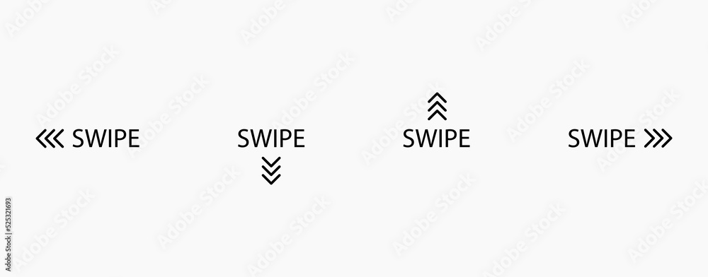 Swipe icon. Up arrow button symbol. Social media scrollsign, slide logo ...
