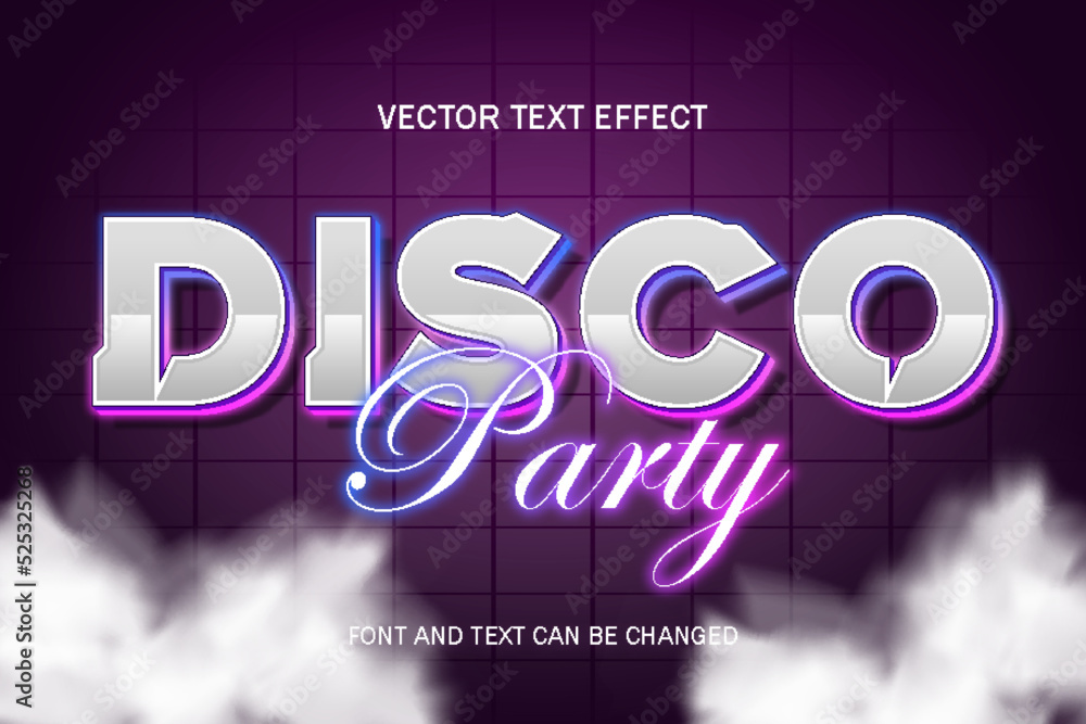 disco party font typography editable text effect style lettering ...