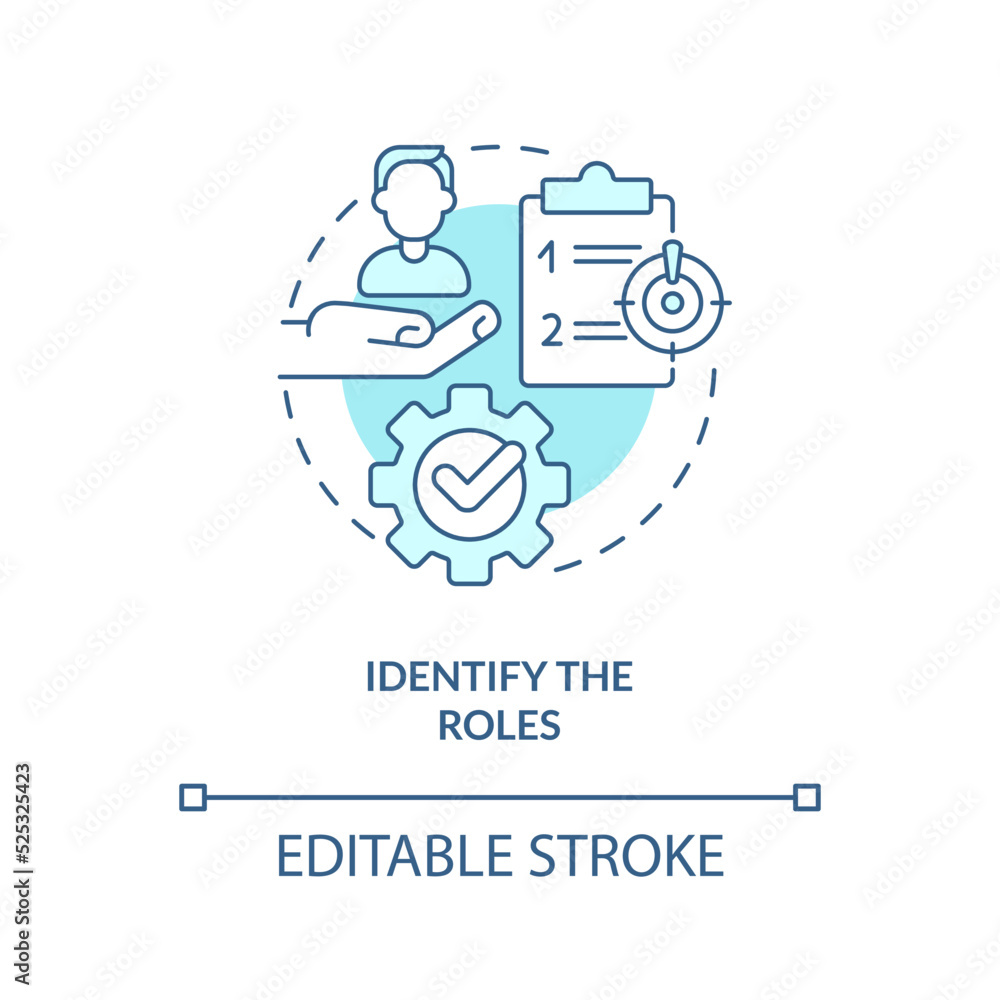 Identify roles turquoise concept icon. Work responsibilities. Crisis ...
