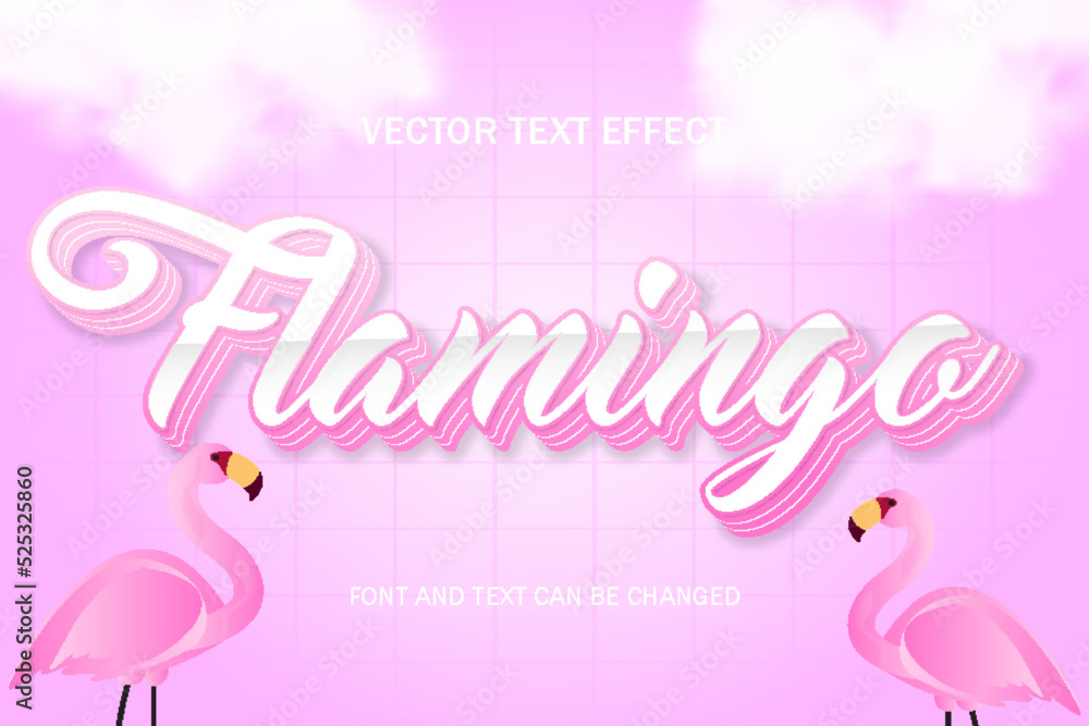 flamingo pink cute font 3d typography editable text effect style ...