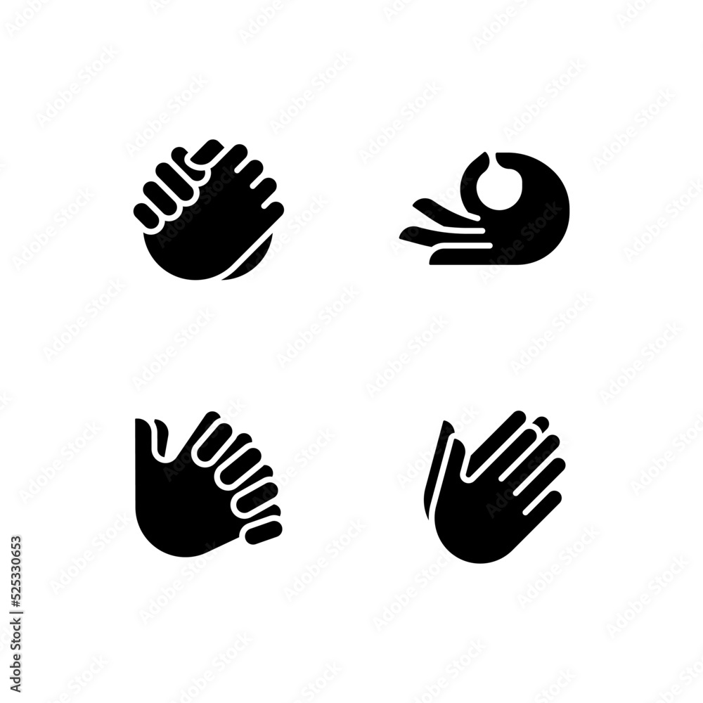 Gestures communication process black glyph icons set on white space ...