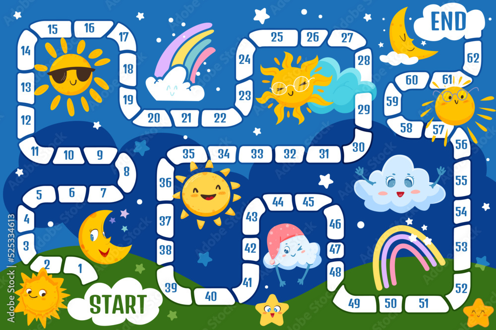 Family board game for children. Kids boardgame with cute weather ...