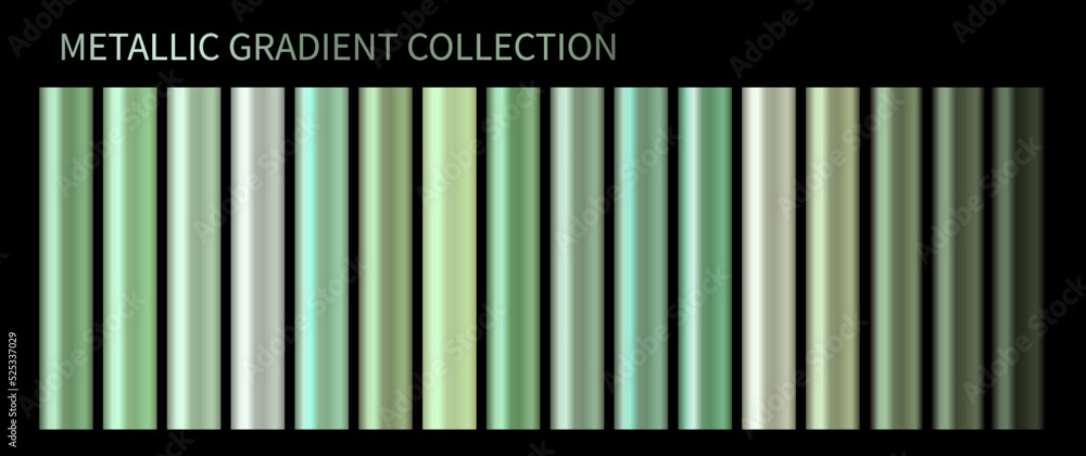 Vector Gradient colors set. Green, emerald, chromium organic gradient ...